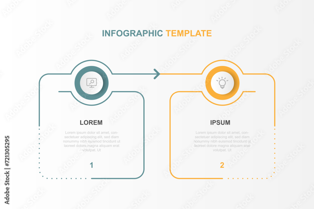 Design template infographic vector element with 2 step line process ...