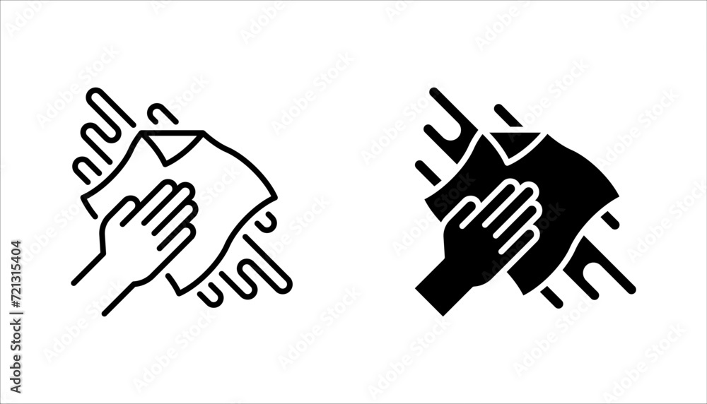 Cleaning cloth line icon set. Wipe with a rag symbol. Housekeeping ...