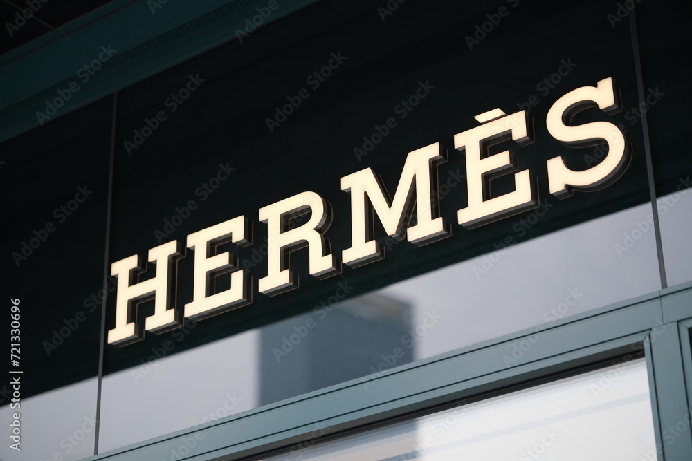 Shanghai,China-May 21st 2023: Hermès store sign. Hermès company brand ...