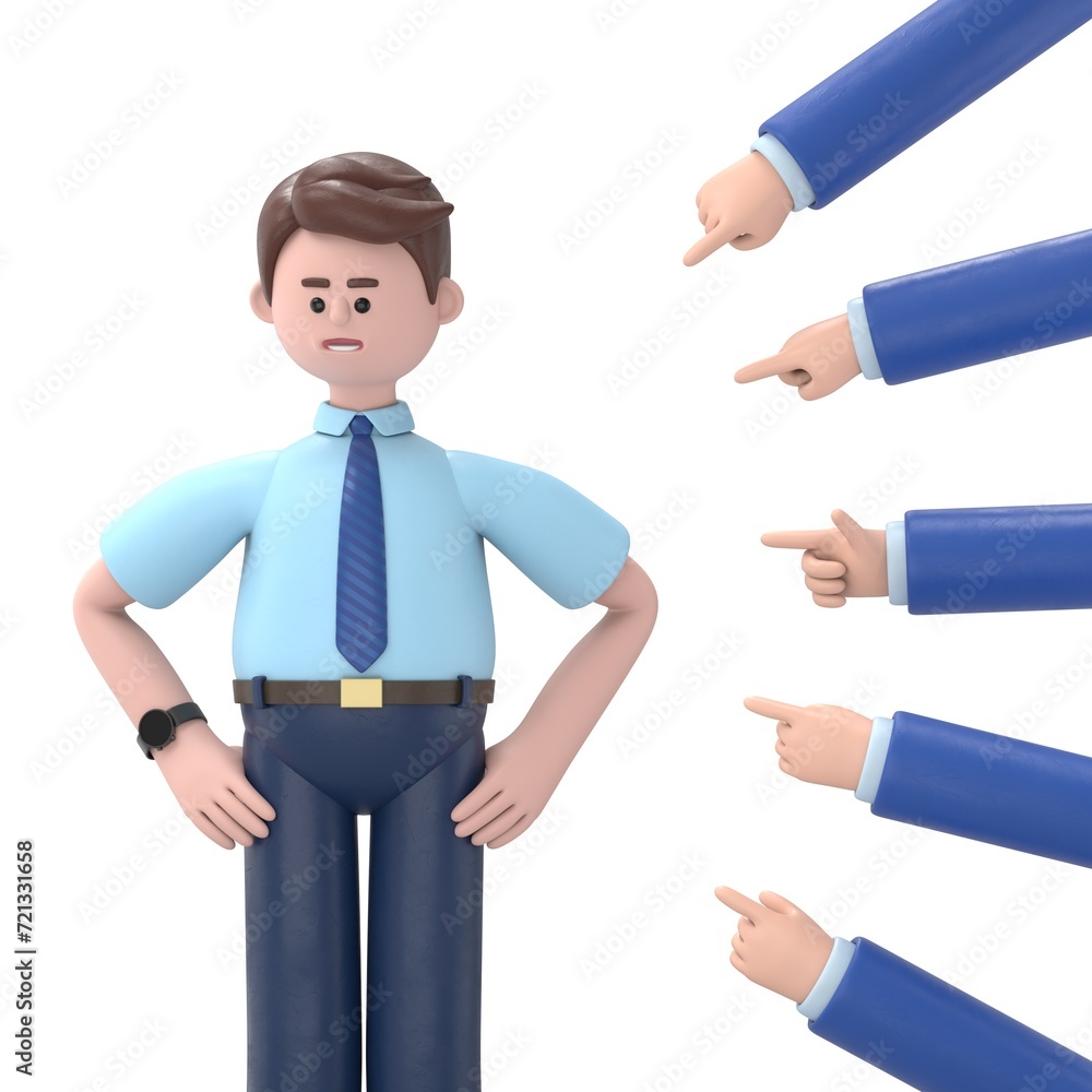 Concept of social censure or accusations. Many hands pointing a ...