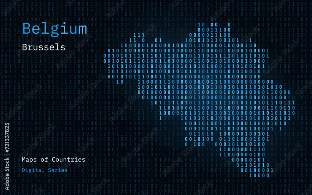 Belgium Map Shown in Binary Code Pattern. TSMC. Blue Matrix numbers ...