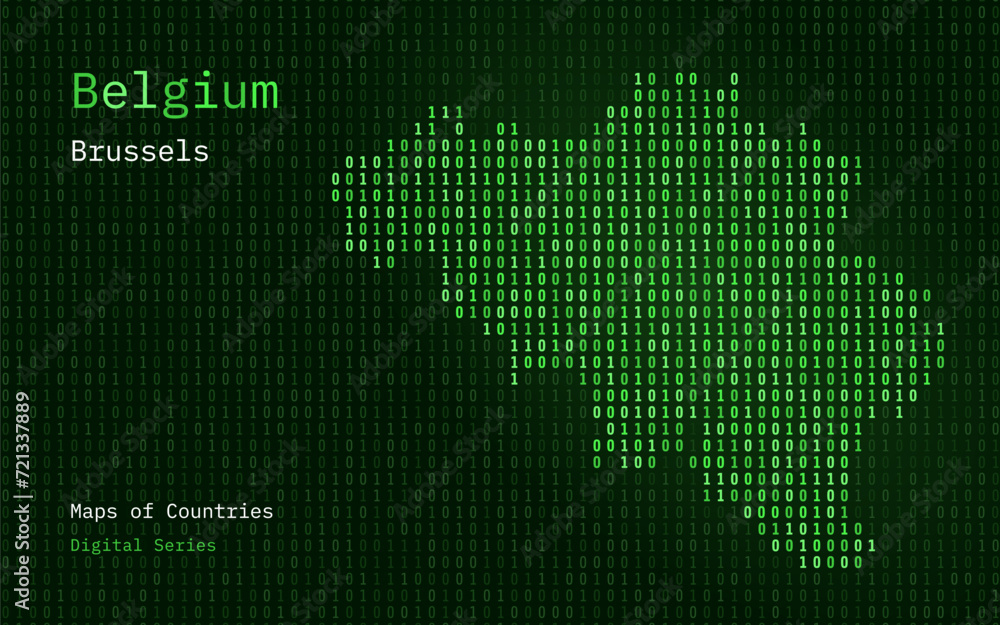 Belgium Map Shown in Binary Code Pattern. Matrix numbers, zero, one. World Countries Vector Maps ...
