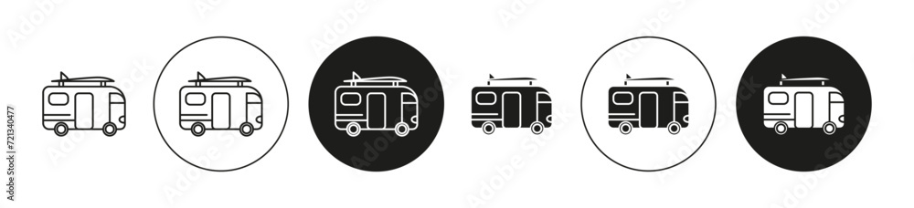 Surfing Bus flat editable icon mark set. Surfing Bus illustration ...