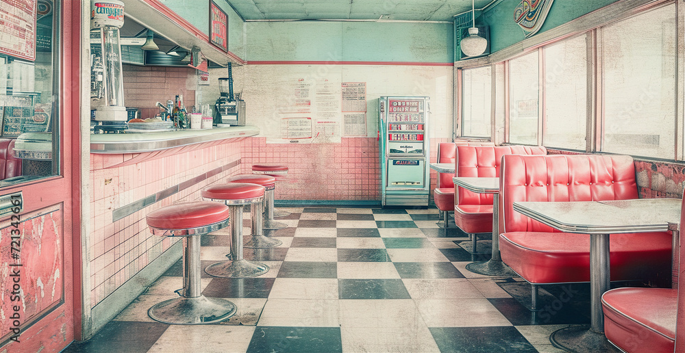 Nostalgic Flavors: Classic 1950s Diner Ambiance with Vintage Jukebox ...