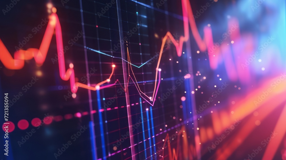 Growing line chart graph - business development competition concept ...