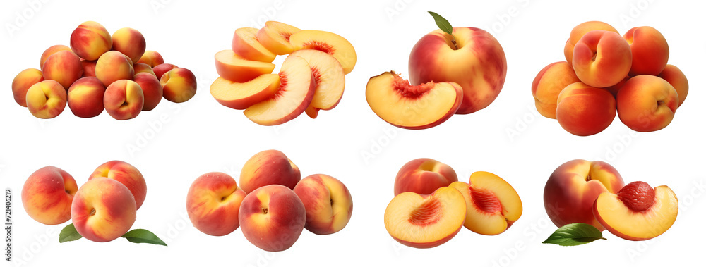 Peach peaches Nectarine Nectarines fruit, many angles and view side top ...