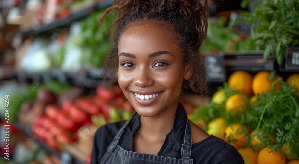 A young woman radiates joy as she stands among the vibrant colors of ...