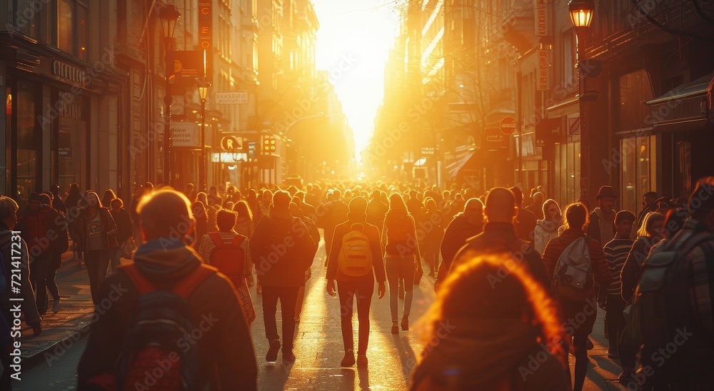 A group of people, dressed in vibrant clothing, traverse the hot city ...