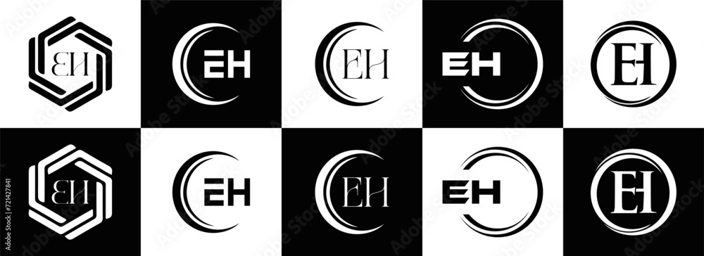 EH logo. E H design. White EH letter. EH, E H letter logo design ...