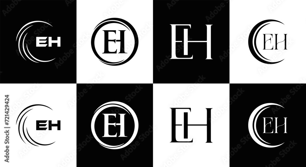 EH logo. E H design. White EH letter. EH, E H letter logo design ...