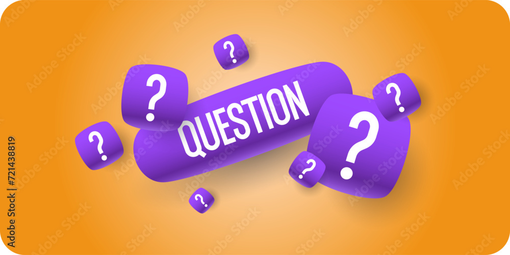 A poster with question marks. A question that needs an answer. Elements ...