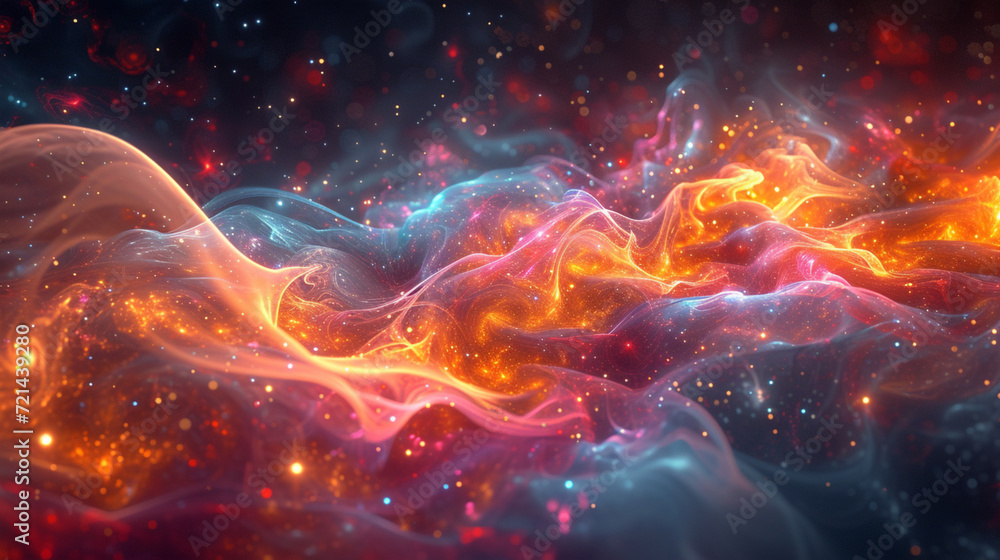 An abstract depiction of the quantum world, where waveforms and ...