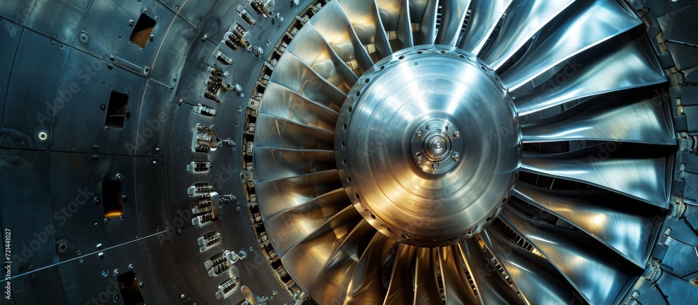 Open Turbine Motor: Exposed Metal Blades Unveil the Power beneath the ...