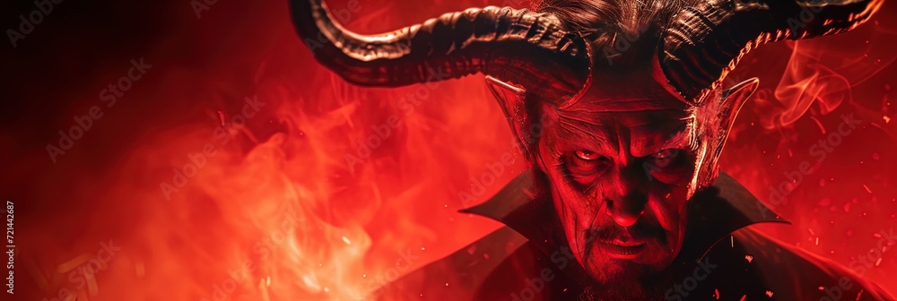 Red devil - Satan with devil's horns on red hellish background Stock ...