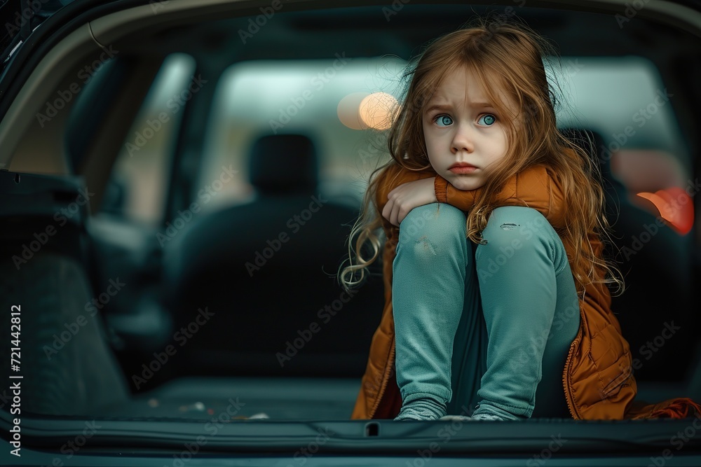 kidnapped little very scared ginger girl lost his family and parents ...