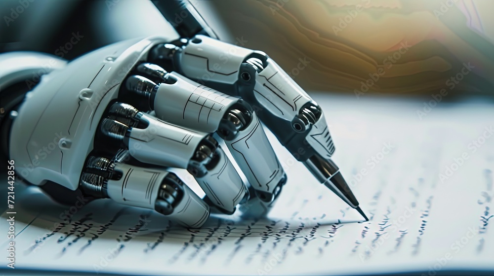 AI Robot - artificial intelligence humanoid robot hand writing on paper ...
