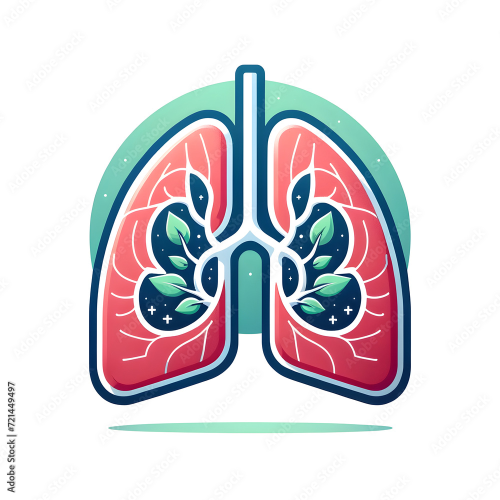 Vibrant Modern Human Lungs Illustration in Red and Teal - Health ...
