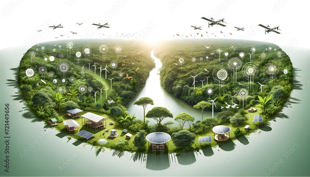 Eco-Friendly Utopia: Self-Sustaining Floating Island with Solar Panels ...