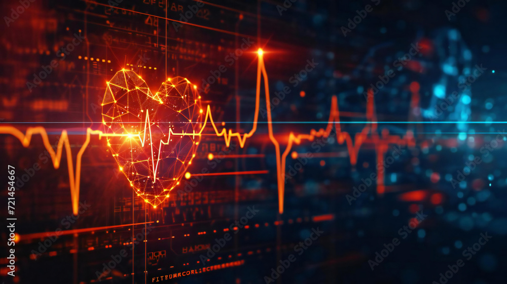 AI code and heartbeat line. AI for real-time monitoring and management ...