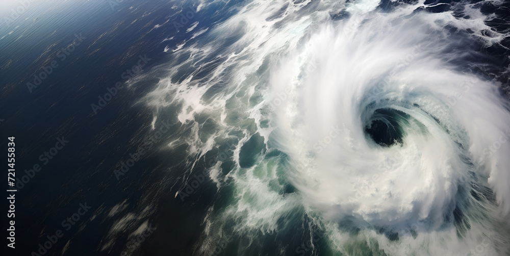 Hurricane from space. Satellite view. Super typhoon over the ocean ...