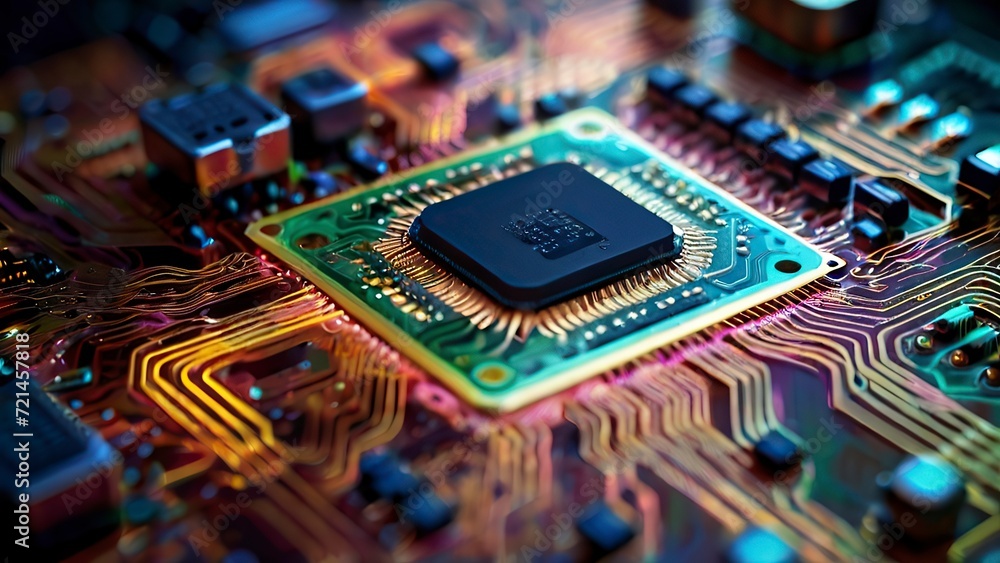 Abstract technology circuit design CPU motherboard of a computer board ...