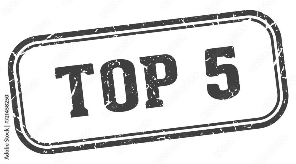 top 5 stamp. top 5 rectangular stamp on white background Stock Vector ...