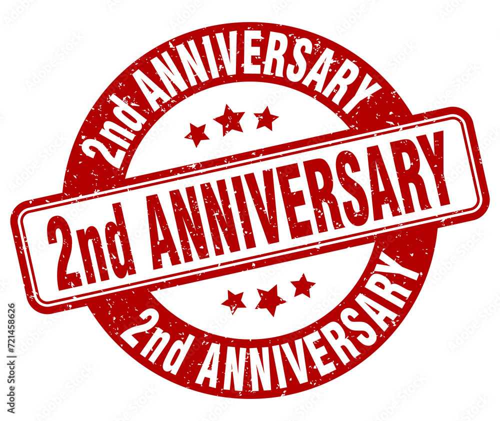2nd anniversary stamp. 2nd anniversary label. round grunge sign Stock ...