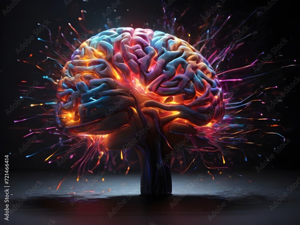Concept art of a human brain exploding with creativity. brain exploding ...