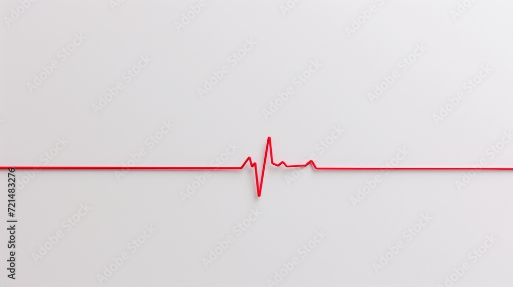 Minimalist EKG heartbeat line on a plain white background Stock ...