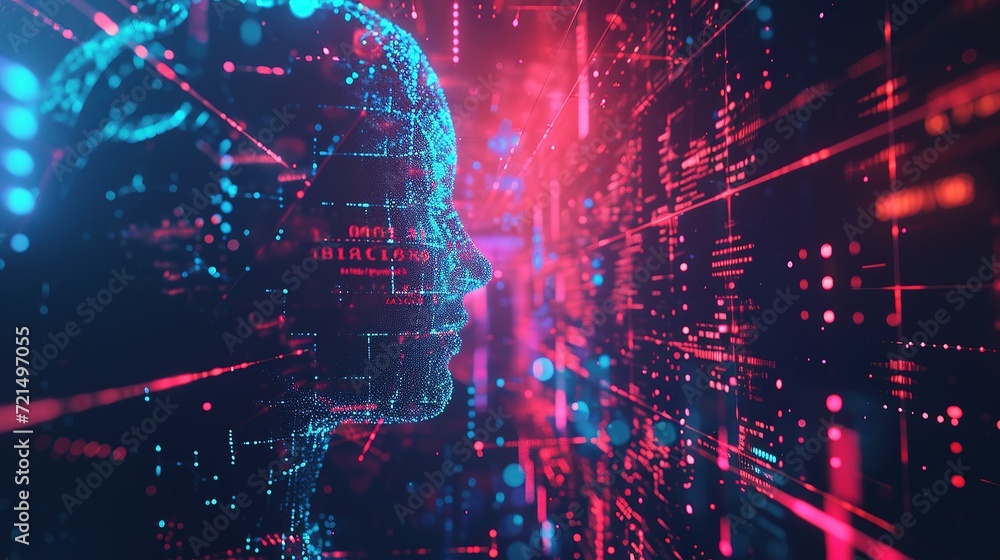 Cyber robot, Ai technology, big data code, artificial mind, cyborg ...