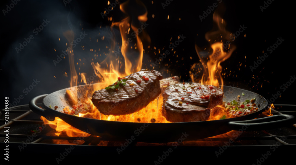 Artistic image of Sizzling Grilled Steak: Ribeye, T-bone, Sirloin ...