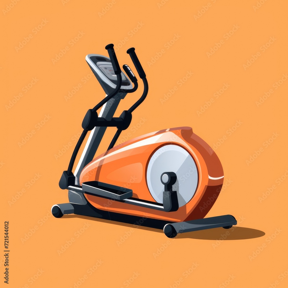 Flat image of an elliptical on an orange background. Simple vector ...