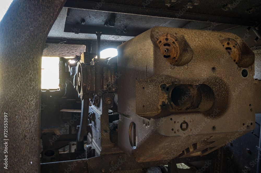 Interior view of the German defensive bunker of Longues Sur Mer, from ...
