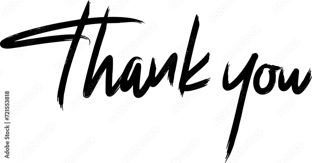 Modern 'Thank You' in Bold Brush Script. Black Thank You Calligraphy ...