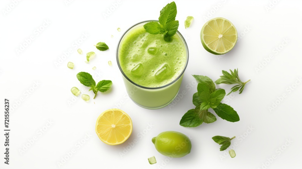 Lime Smoothie in the glass top view, Smoothie with fresh Lime ...