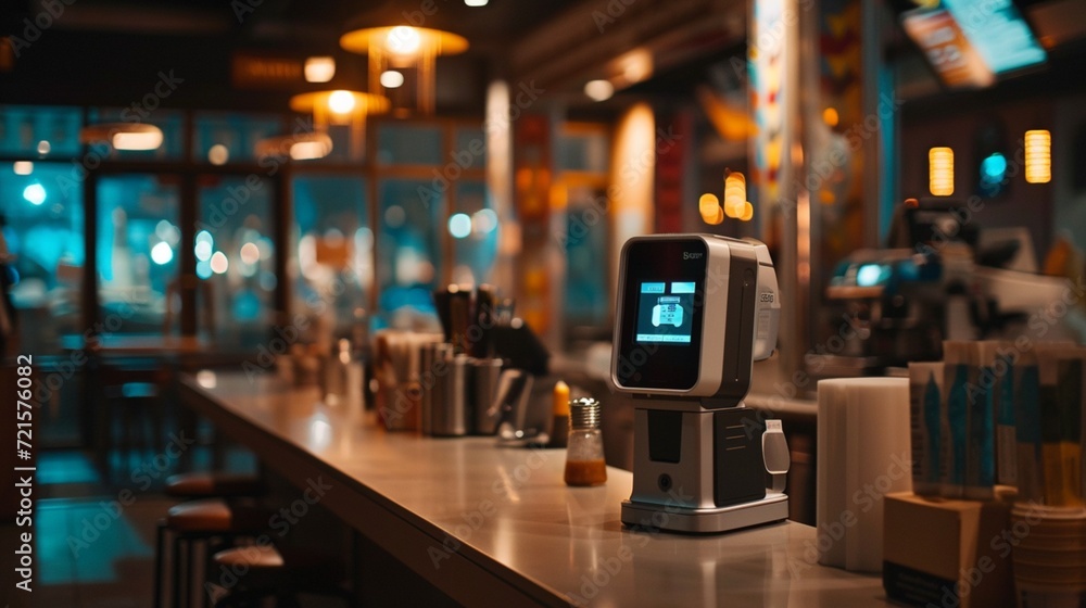 A facial recognition camera integrated into a point-of-sale system ...