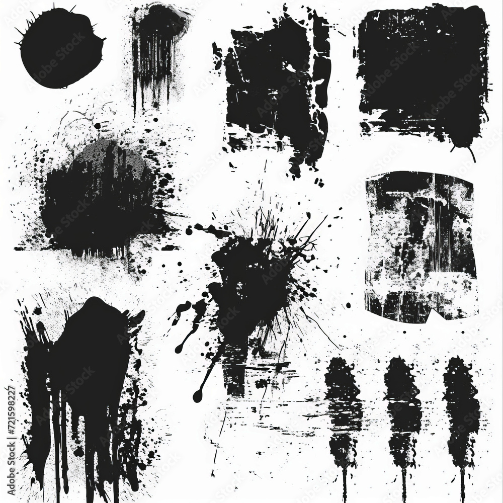Overlay texture set. Different types of texture stamps,damaged, paint ...