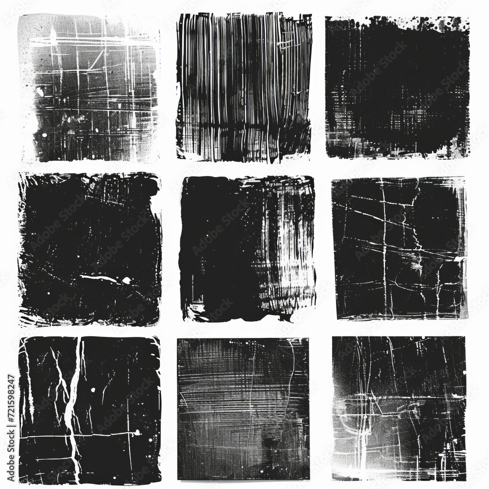 Overlay texture set. Different types of texture stamps,damaged, paint ...