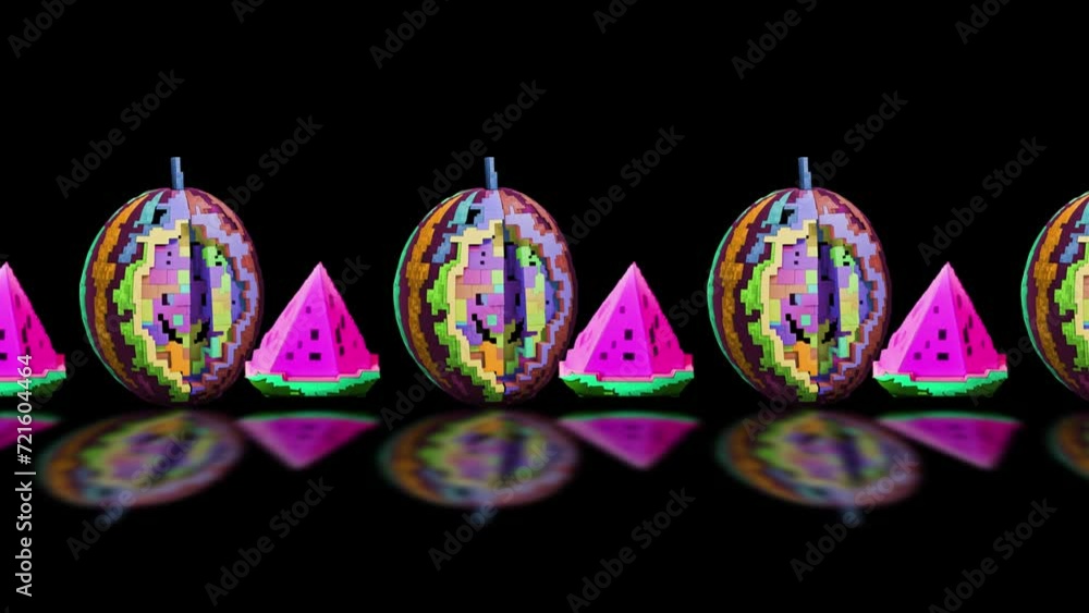Fruit Animation Concept Animation Of Pixel Art Watermelon, Cartoon ...