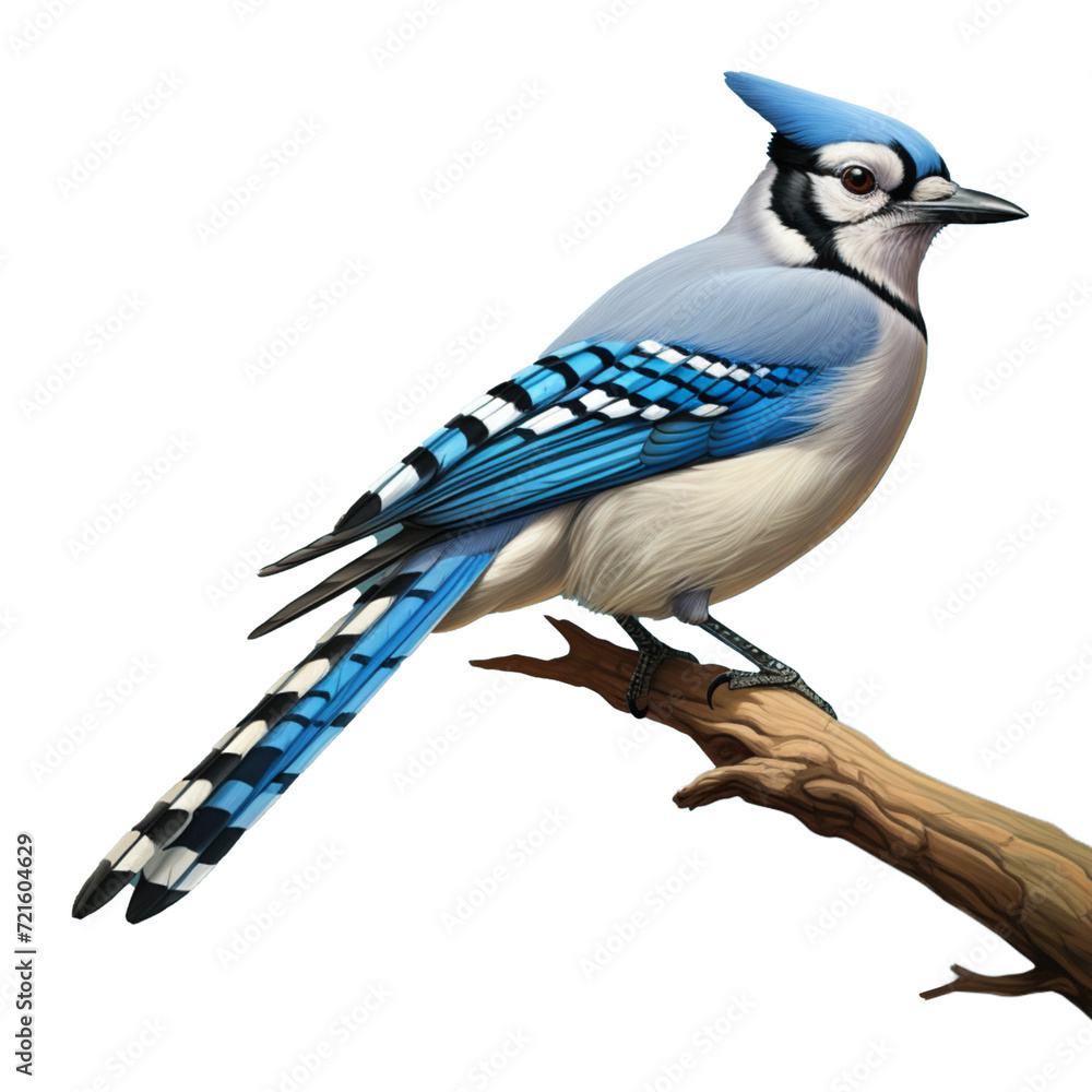 Cutout of a Blue Jay Sitting on a Branch Isolated Against a Transparent ...