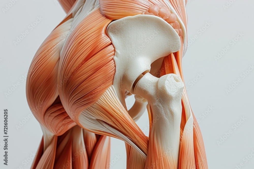 A detailed close-up of a model representing the human body. This image ...