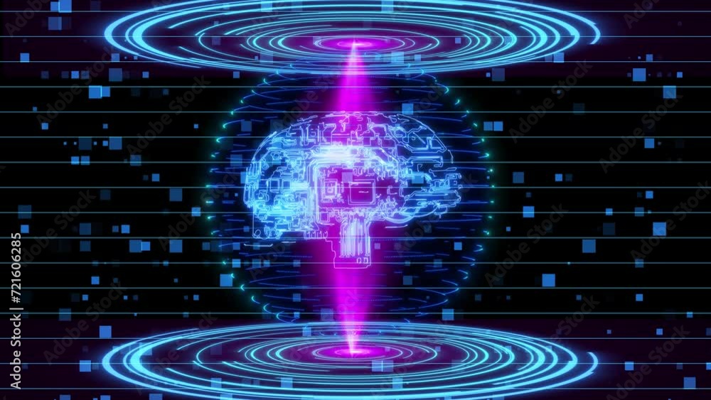 AI Brain scanner with Hud light High Technology Background, Futuristic ...