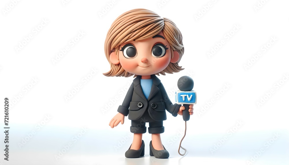 Personnage en pâte à modeler : journaliste avec un micro Stock ...