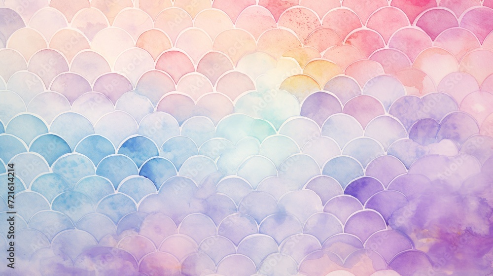 Watercolor fish scale textured background with pastel colorful ...