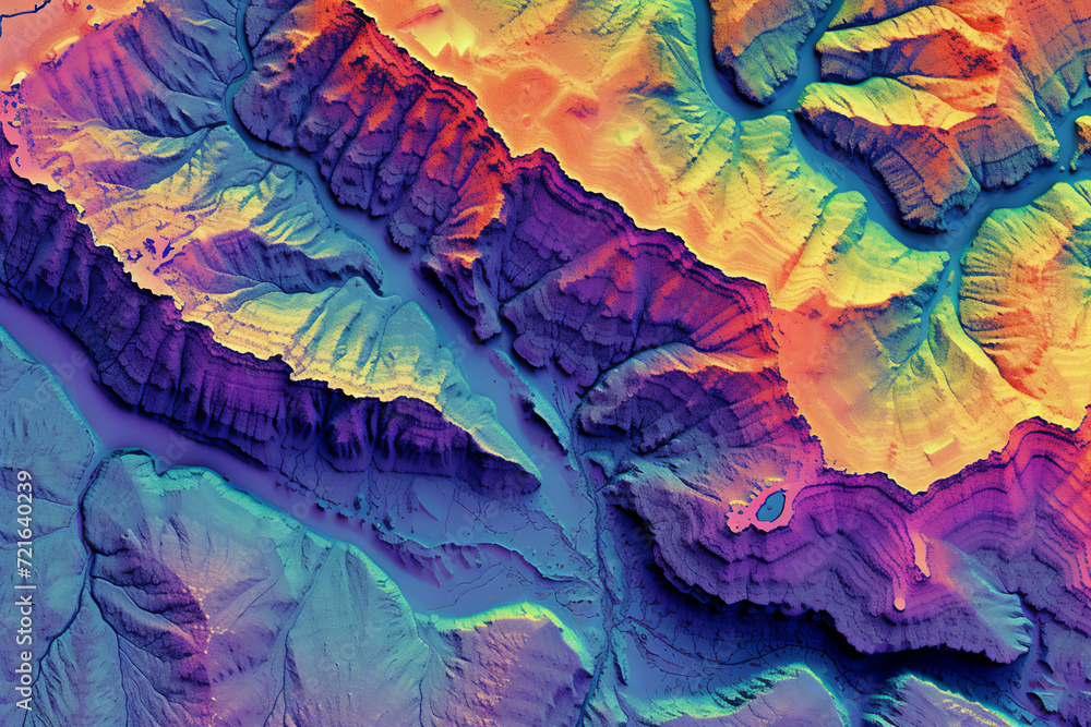 Digital elevation model. GIS product made after proccesing aerial ...