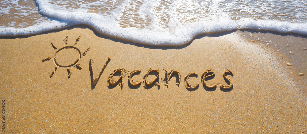 mot vacances écrit sur le sable - texte en Français Stock Photo | Adobe ...
