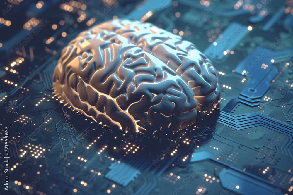 Futuristic brain implant technology. An image capturing the integration ...