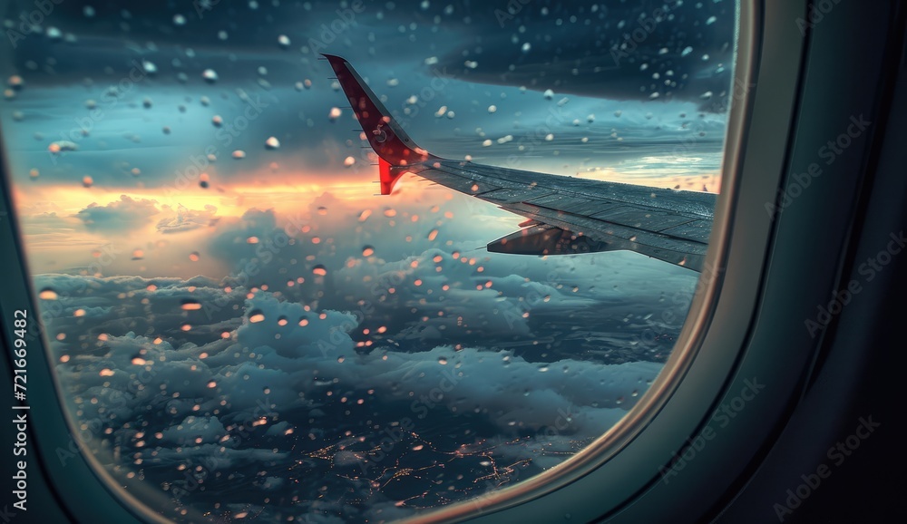 In-Flight Tempest: Airplane Window View Amidst a Storm - Thunderstorm ...