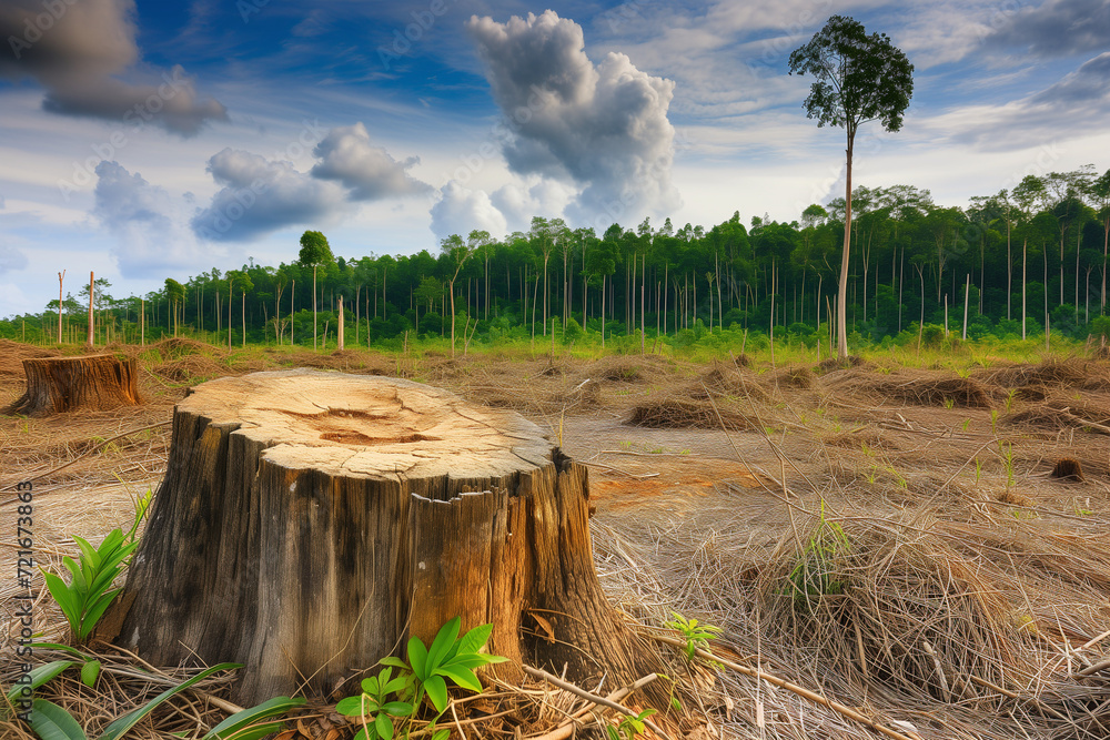 Environmental destruction. Forest loss impact. Deforestation ...