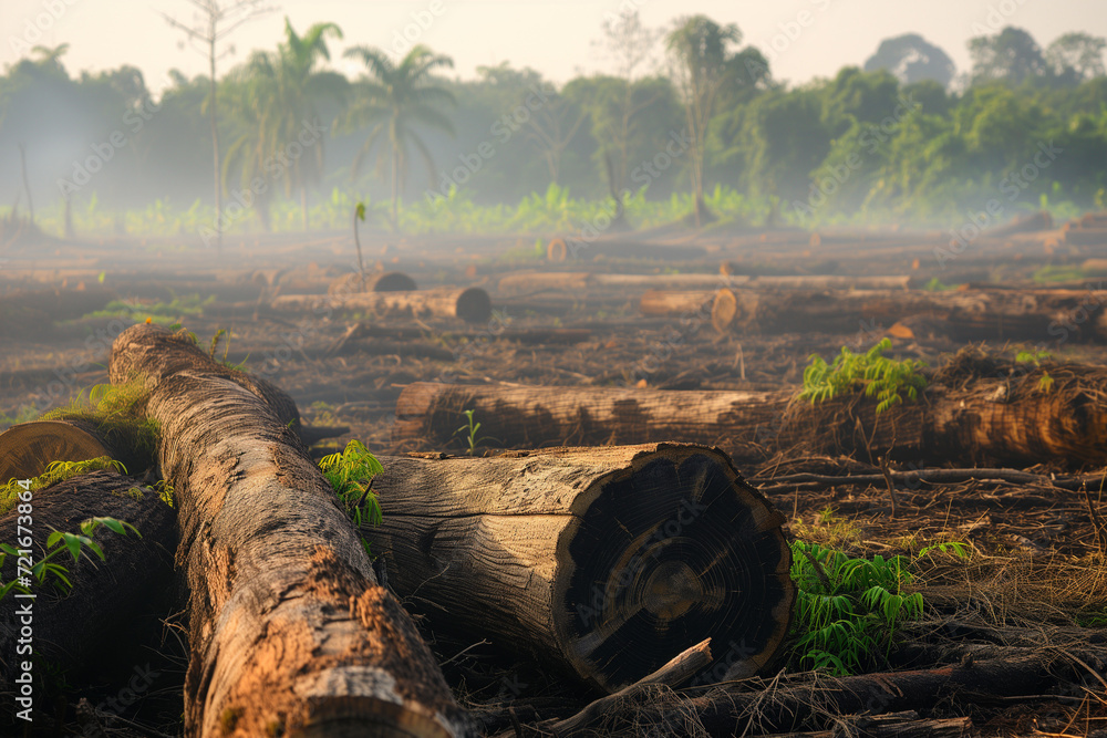 Environmental destruction. Forest loss impact. Deforestation ...
